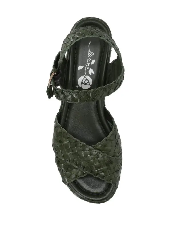 LA ROSE Intreccio Zeppa Sandal - Musgo