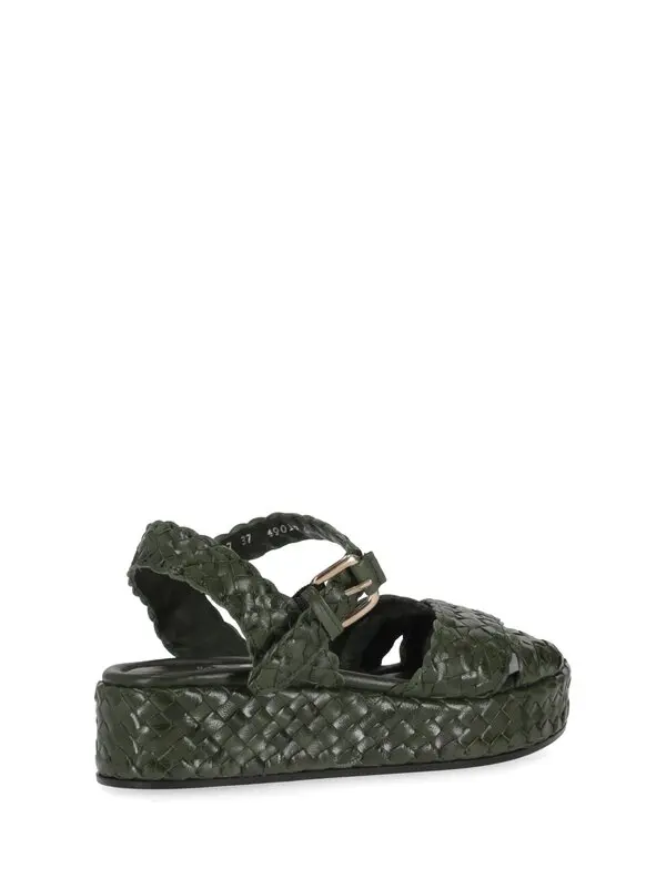 LA ROSE Intreccio Zeppa Sandal - Musgo