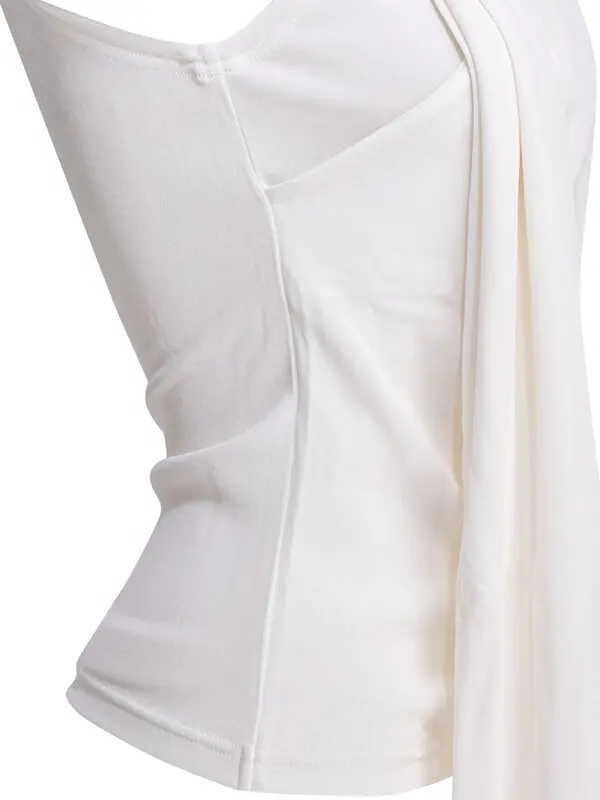 AMI Paris Draped Top - White