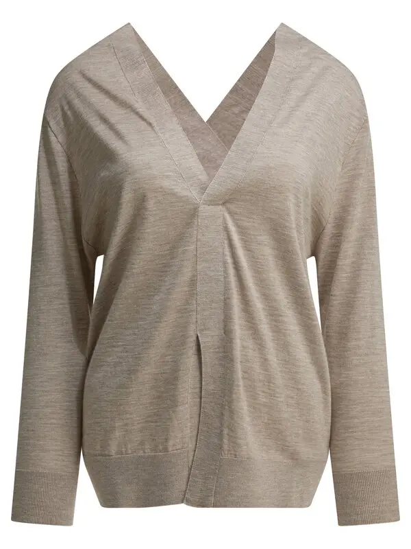 SA SU PHI Cashmere V-neck Sweater - Beige