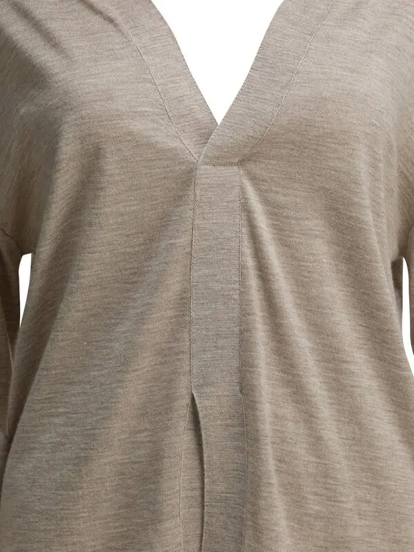 SA SU PHI Cashmere V-neck Sweater - Beige