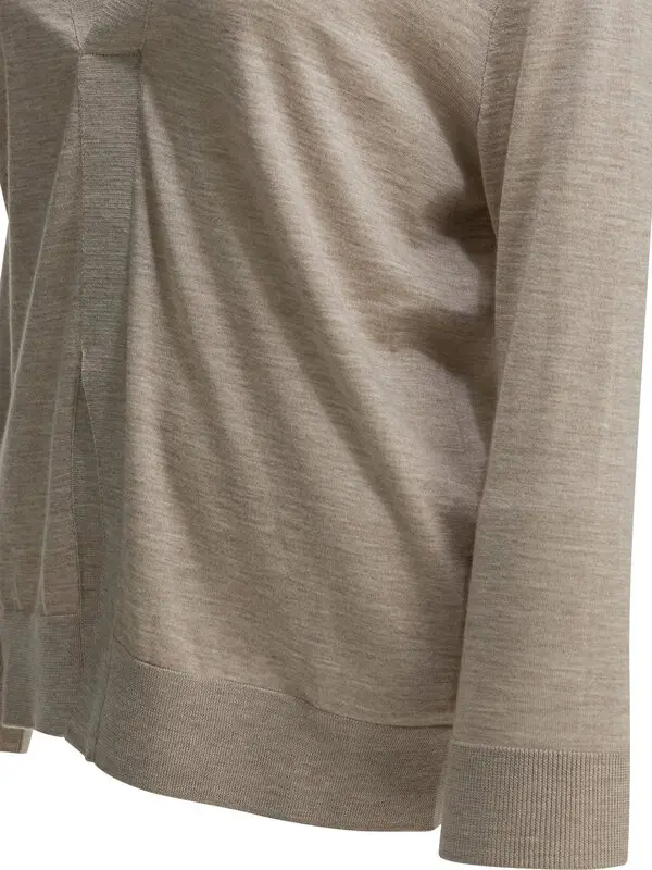 SA SU PHI Cashmere V-neck Sweater - Beige