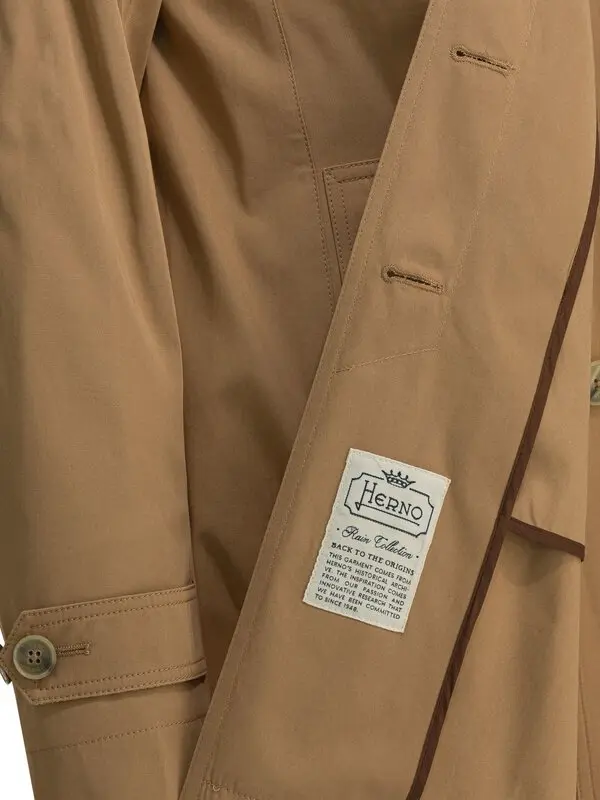 Herno Cotton Gabardine Short Trench Coat - Brown