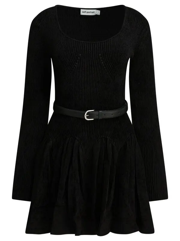 SELF-PORTRAIT Knit Flared Dress