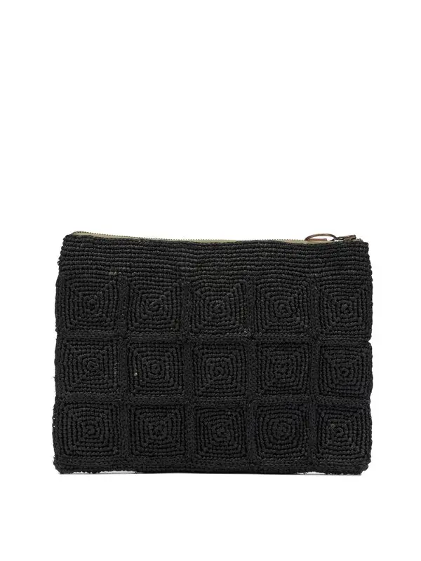 IBELIV Raffia And Leather Clutch - Black