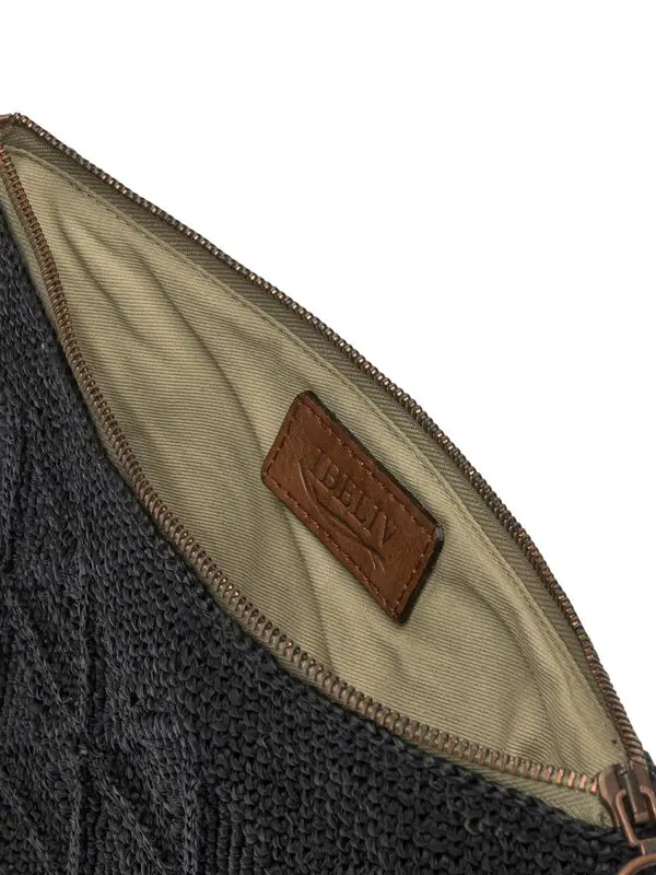 IBELIV Raffia And Leather Clutch - Black
