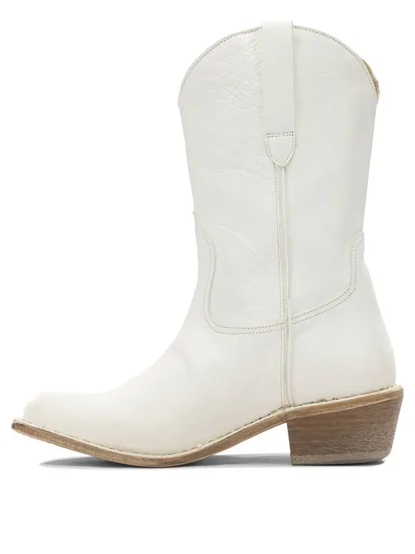 Moma Tall Cowboy Boots - White