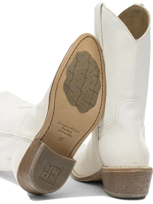 Moma Tall Cowboy Boots - White