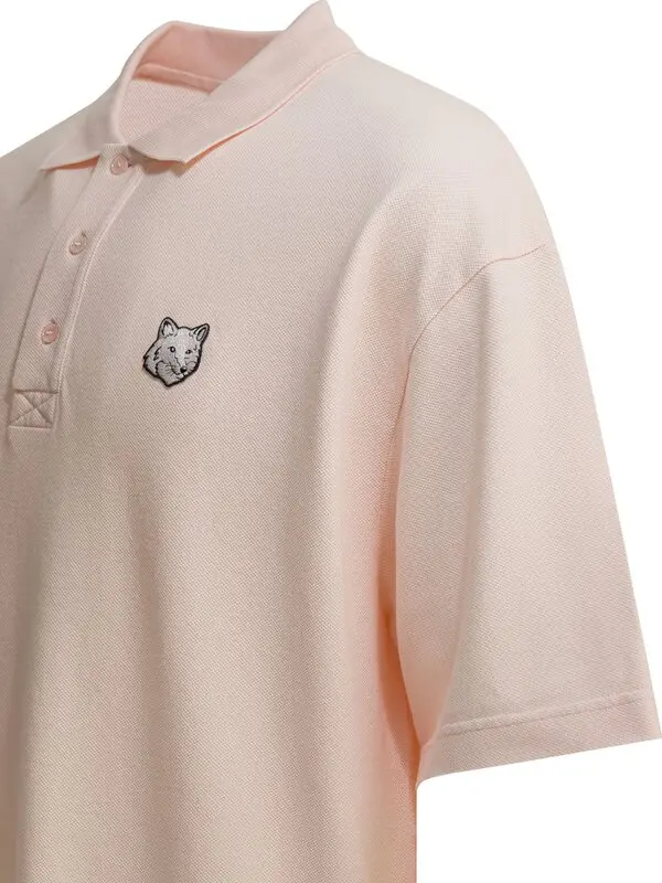 Maison Kitsuné Fox Head' Polo Shirt With Buttons - Pink