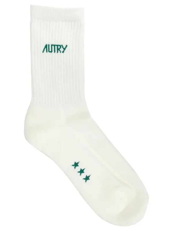 AUTRY Logo Sports Socks - White