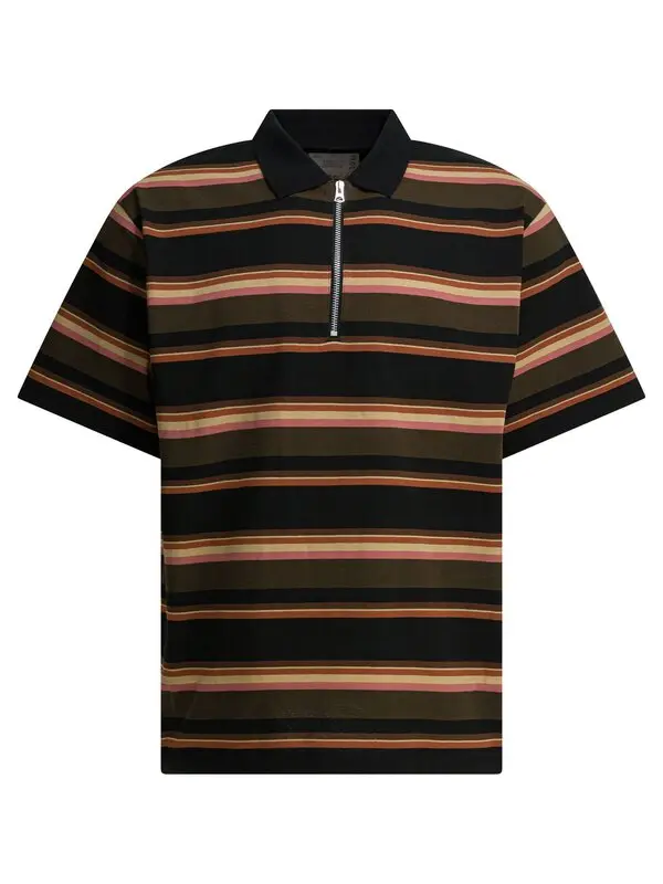 Sacai Striped Buttonless Polo Shirt - Blue