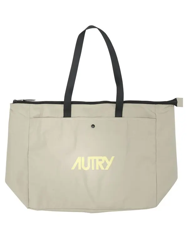 AUTRY Large Logo Shoulder Bag - Beige