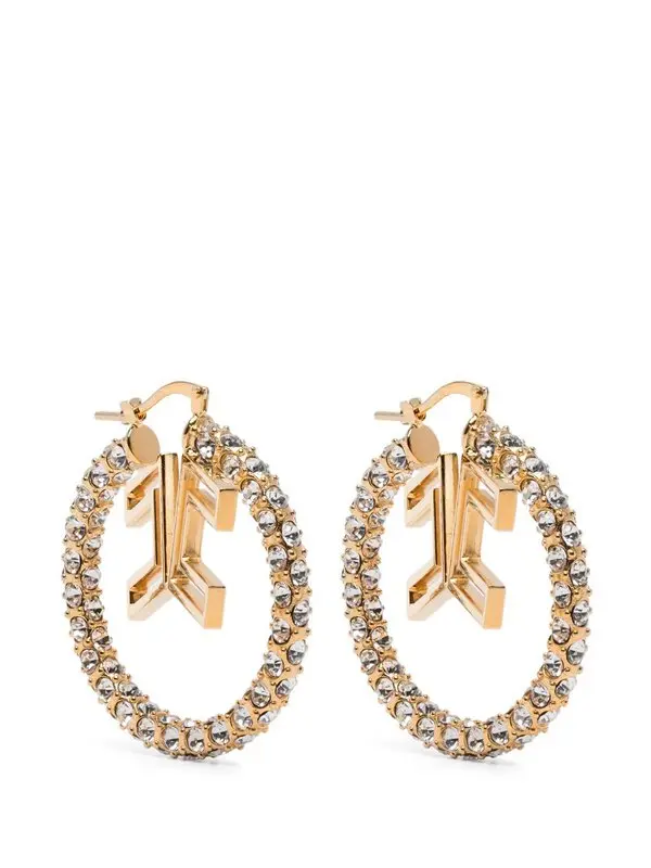 Elisabetta Franchi Embellished Hoop Earrings - Golden