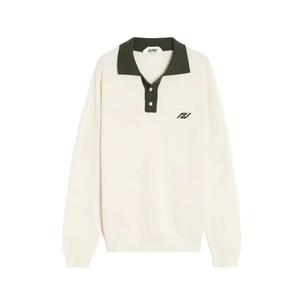 AUTRY Sporty Long Sleeve Polo - Beige