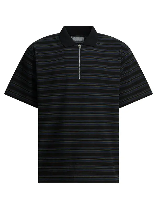 Sacai Striped Buttonless Polo Shirt