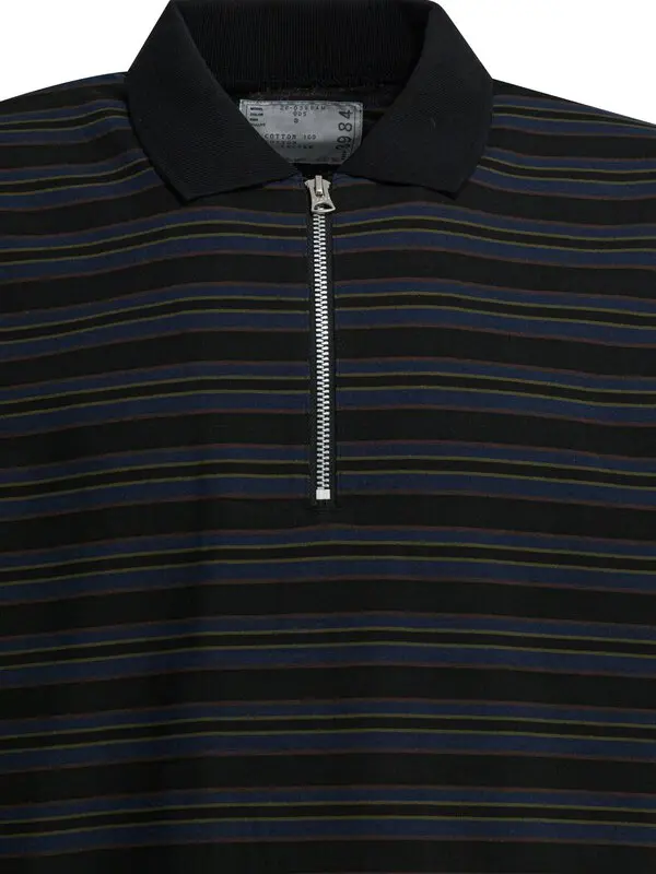 Sacai Striped Buttonless Polo Shirt
