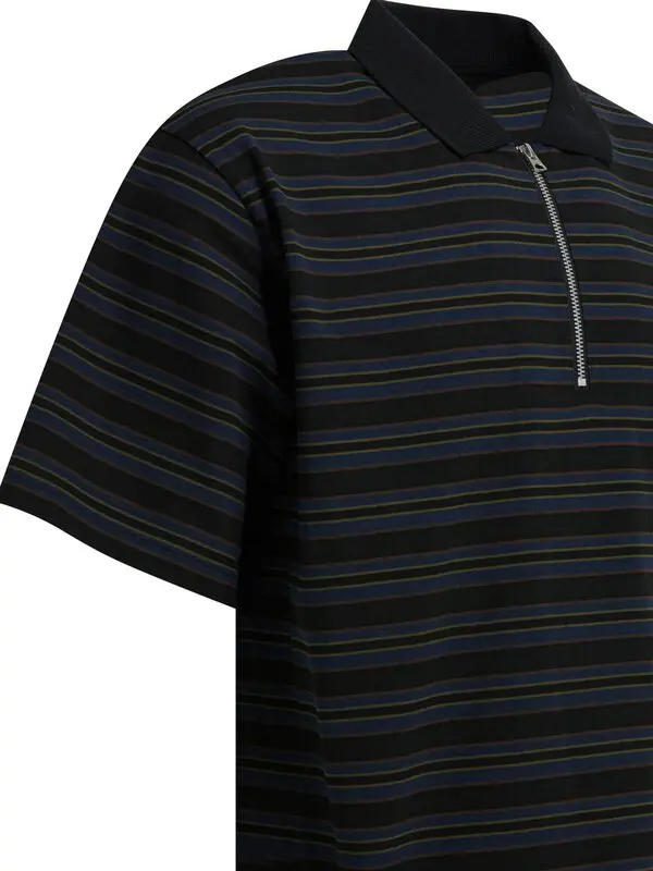 Sacai Striped Buttonless Polo Shirt