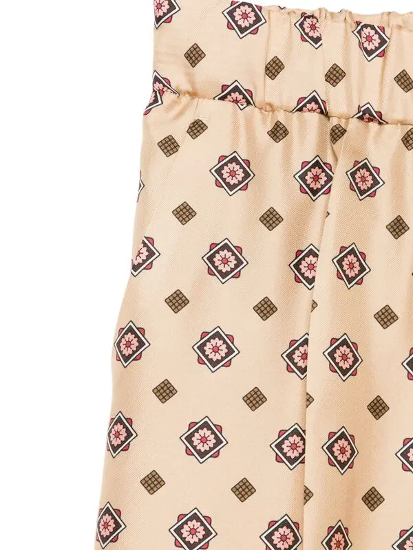 Alberto Biani Printed Silk Pants - Beige