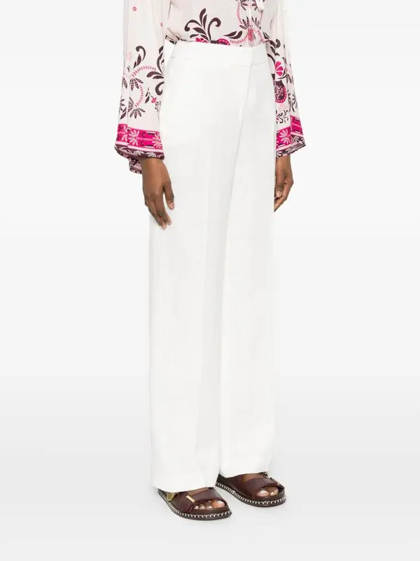 VIA MASINI 80 Wide-leg Linen Trousers - Ivory