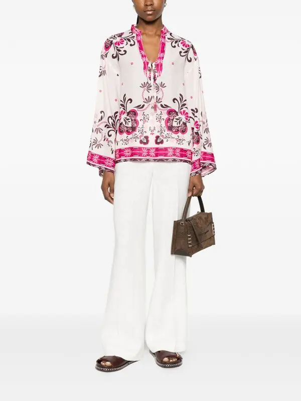 VIA MASINI 80 Wide-leg Linen Trousers - Ivory