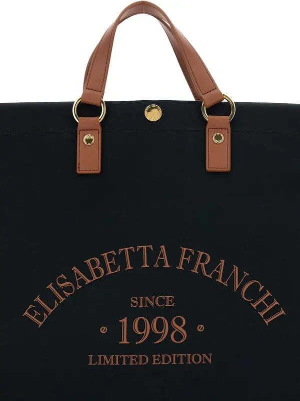 Elisabetta Franchi Cotton Tote Bag - Black