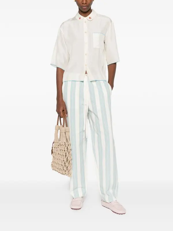 FORTE_FORTE Striped Drawstring Pants - Clear Blue
