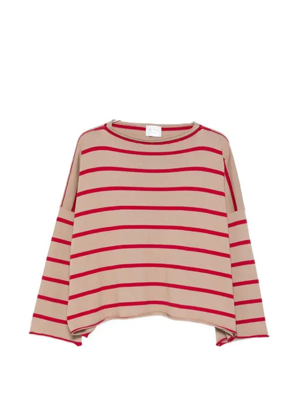 BEYOU Striped Cashmere And Cotton Sweater - Beige