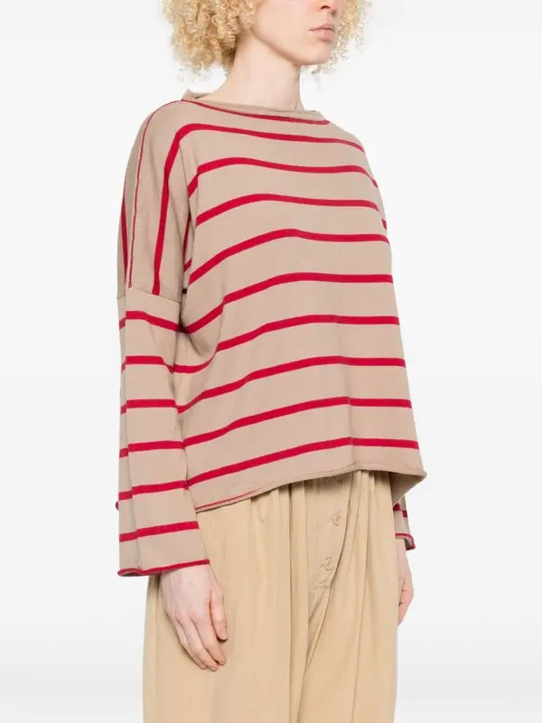 BEYOU Striped Cashmere And Cotton Sweater - Beige
