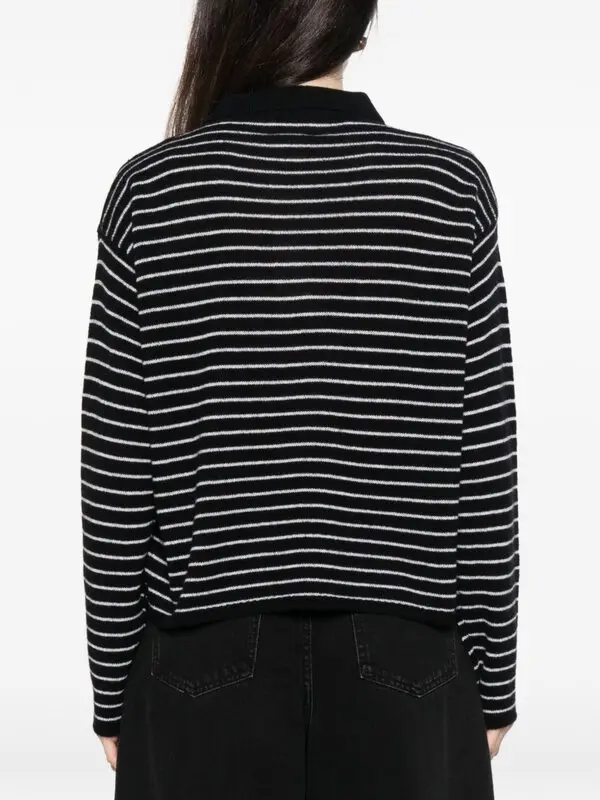 BEYOU Cashmere Striped Polo Shirt
