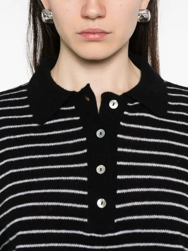 BEYOU Cashmere Striped Polo Shirt