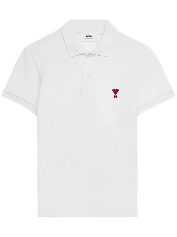 AMI Paris De Coeur Cotton Polo Shirt - White