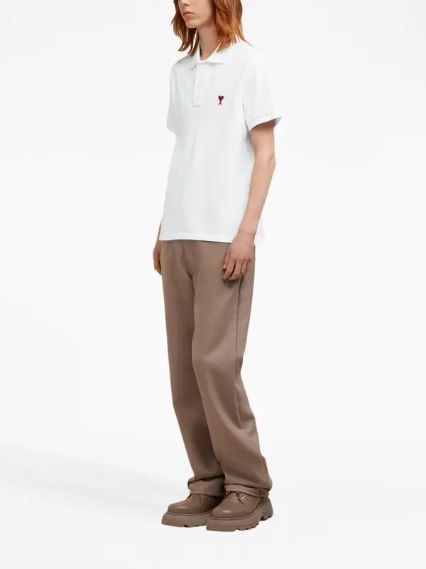 AMI Paris De Coeur Cotton Polo Shirt - White