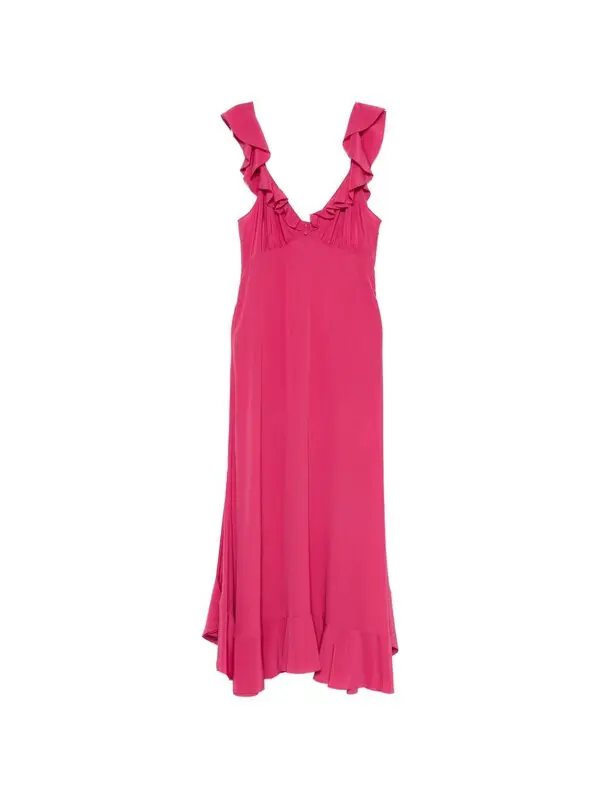 Chloé Silk Long Dress - Fuchsia