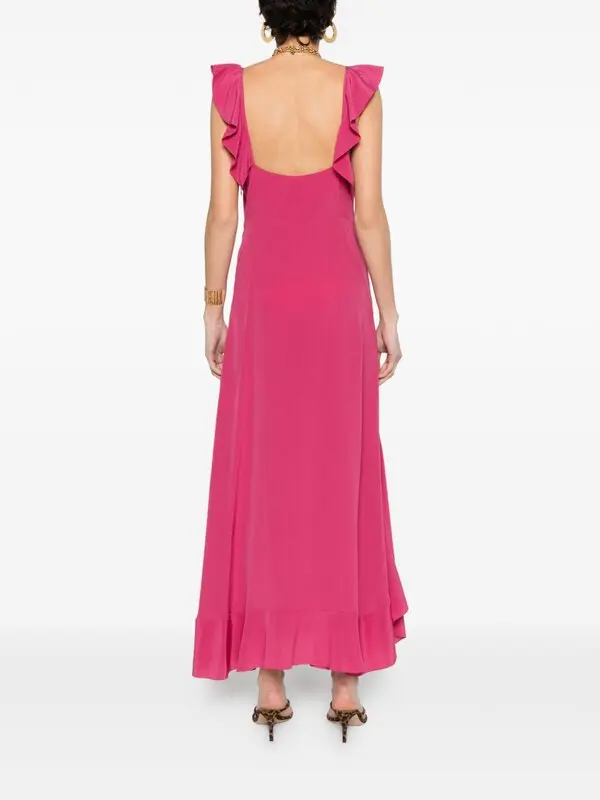 Chloé Silk Long Dress - Fuchsia