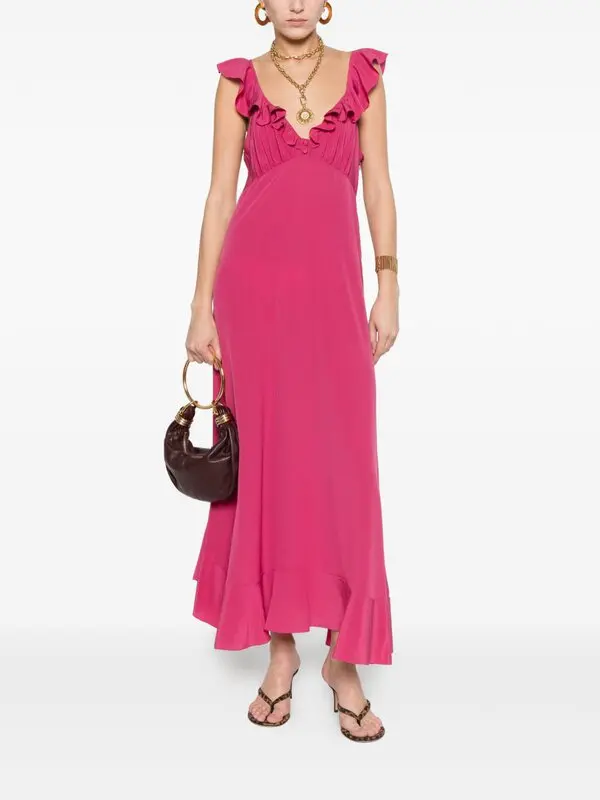 Chloé Silk Long Dress - Fuchsia