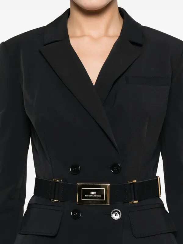 Elisabetta Franchi Belted Double-breasted Jacket - Black
