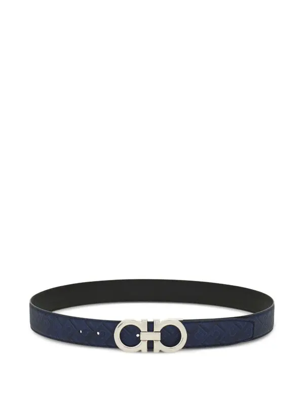 FERRAGAMO Gancini Leather Belt - Blue