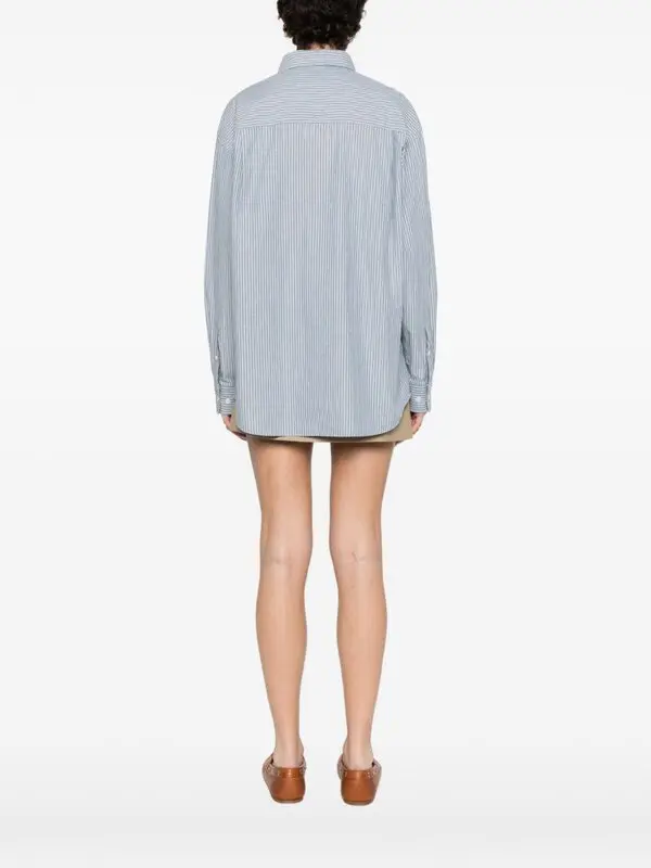 DUNST Striped Cotton Shirt - Clear Blue