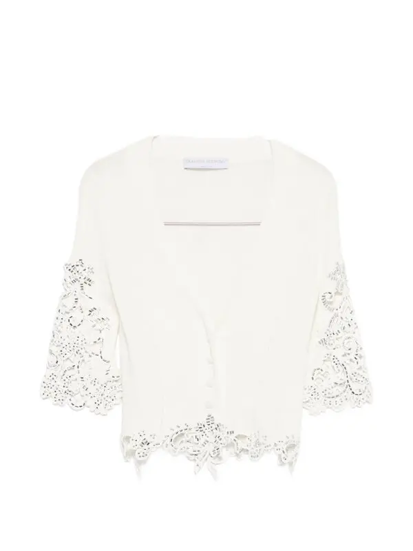Ermanno Scervino Embroidered Cotton Cardigan - White
