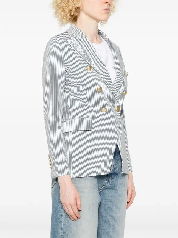 CIRCOLO 1901 Striped Double Breasted Jacket - Blue