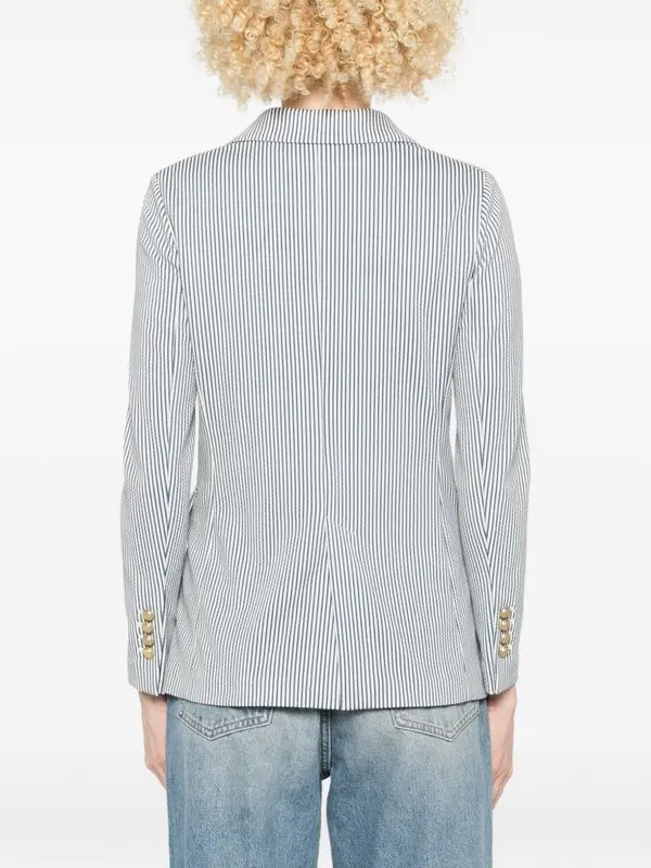CIRCOLO 1901 Striped Double Breasted Jacket - Blue