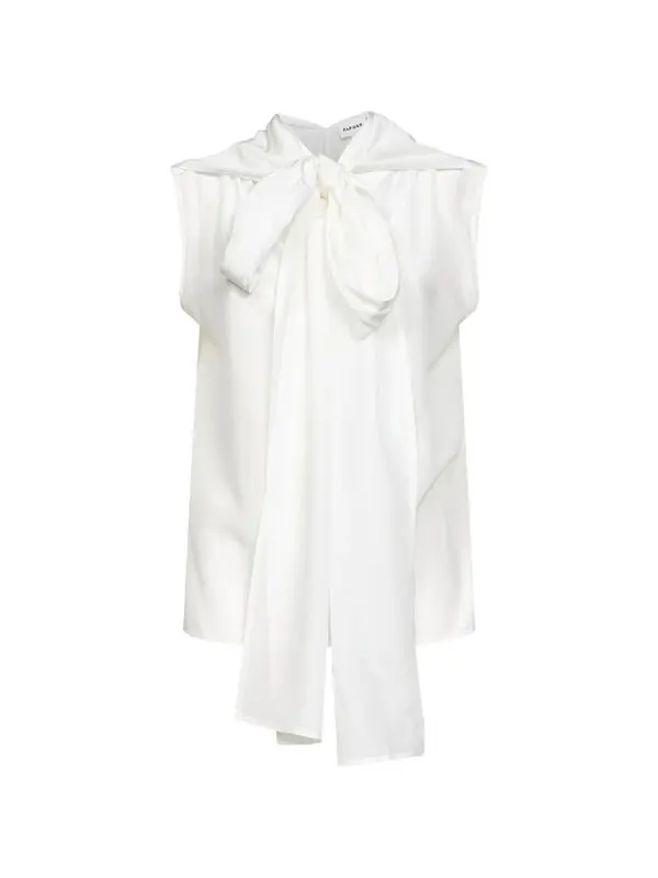 PAROSH Silk Sleeveless Top - Cream