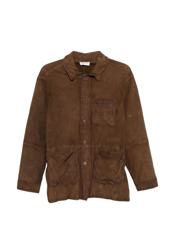 PAROSH Suede Leather Jacket - Leather Brown
