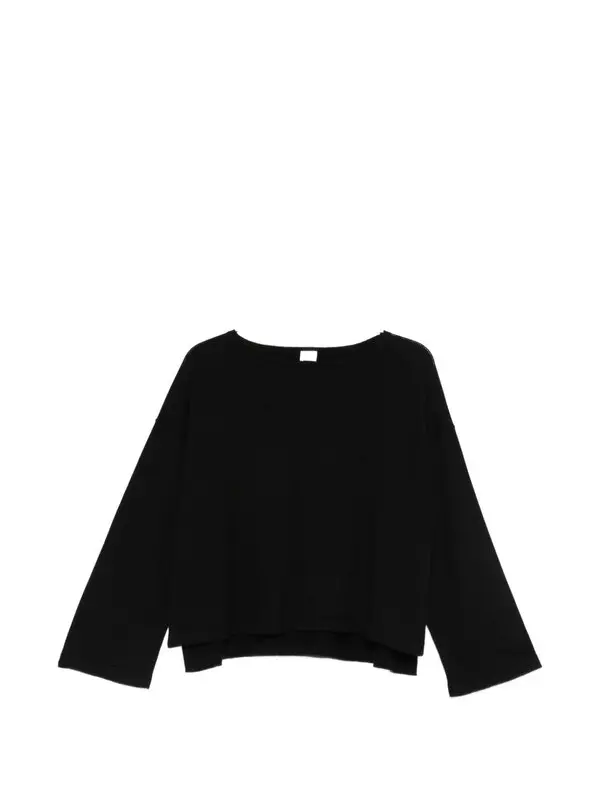 CT PLAGE Cotton Crewneck Sweater - Black