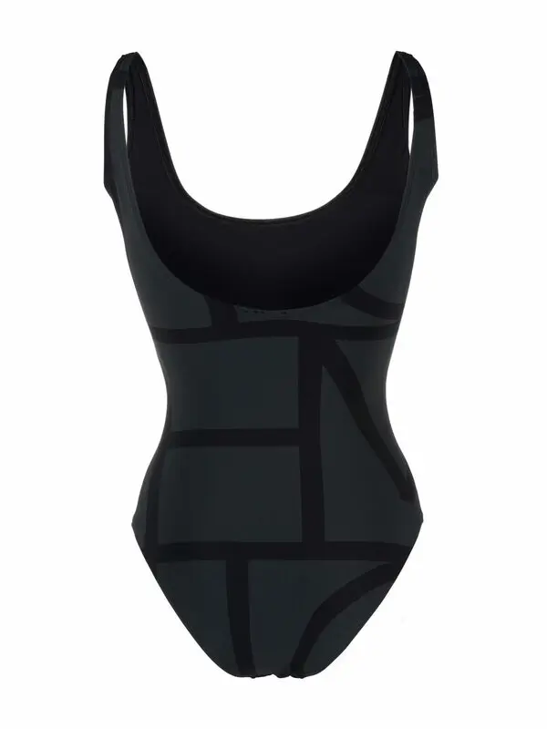 TOTEME Monogram Print Swimsuit - Black