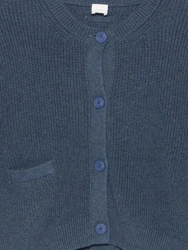 CT PLAGE Cotton Crewneck Cardigan - Blue