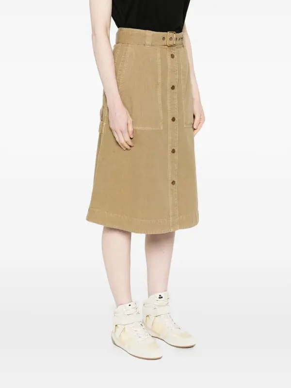 Moncler Cotton A-line Long Skirt - Beige