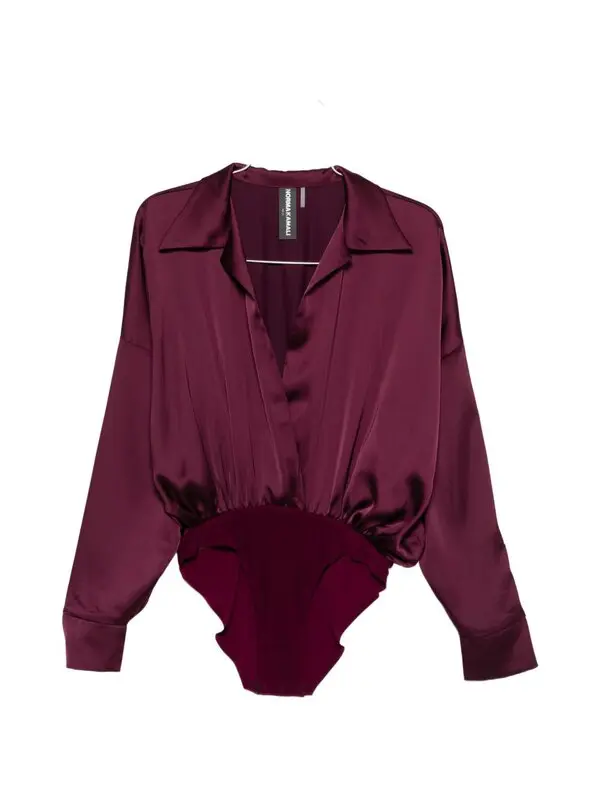 Norma Kamali Oversized Shirt Bodysuit - Purple