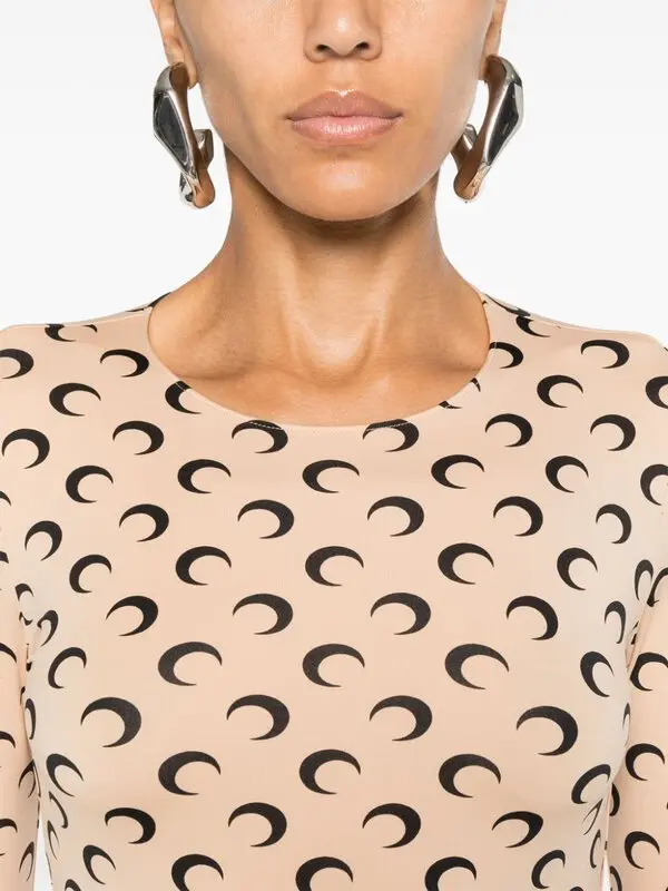 MARINE SERRE Moonogram Crewneck Top - Beige