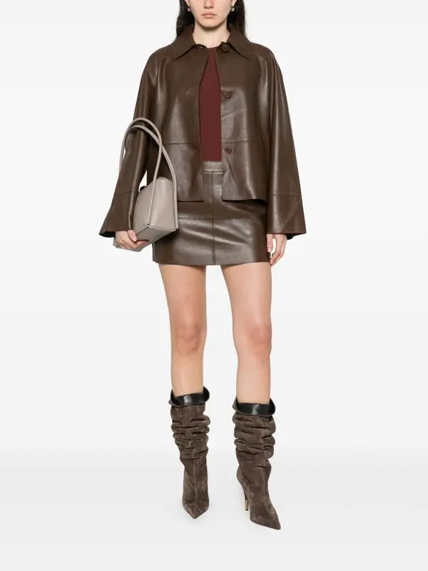 PAROSH Leather Mini Skirt